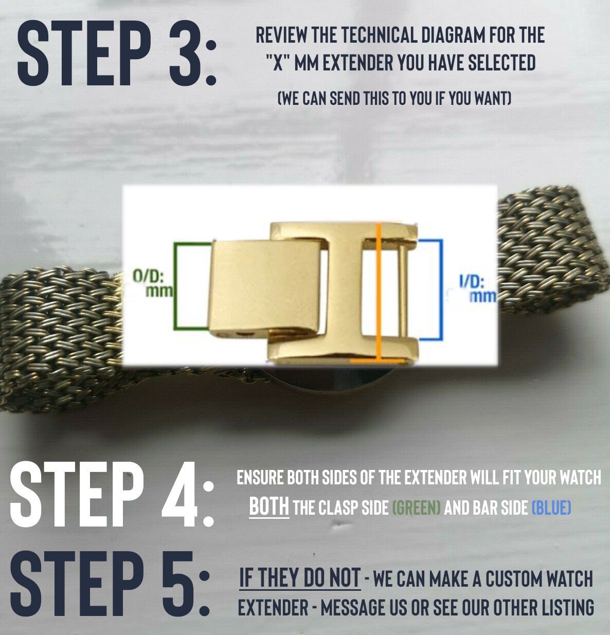 Gold Plated Wrist Watch Band Bracelet Extender With Fold Over Link ...