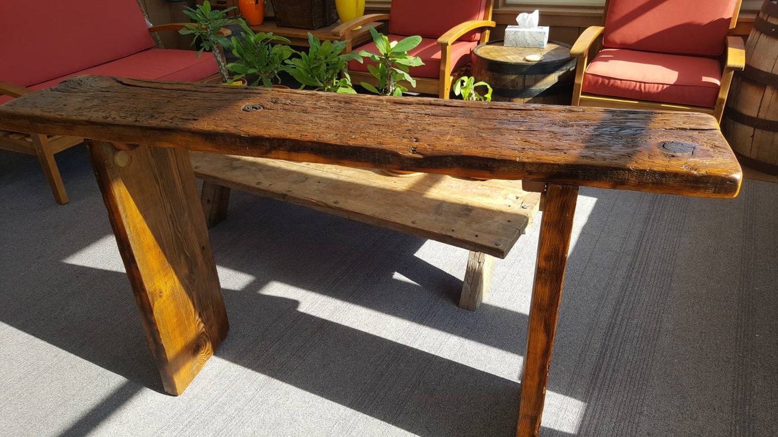Rustic Unique Textured Reclaimed Barnwood Console Table - Etsy