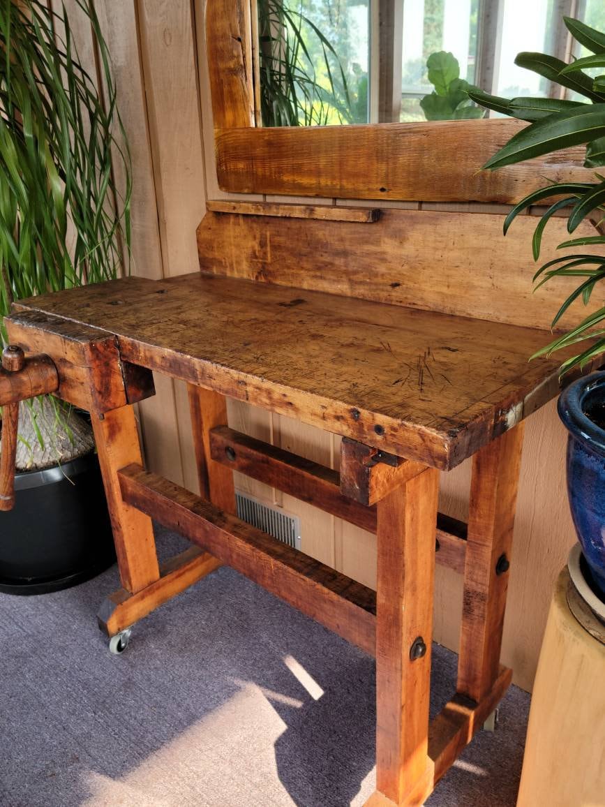 Small Antique Workbench/office Table - Etsy