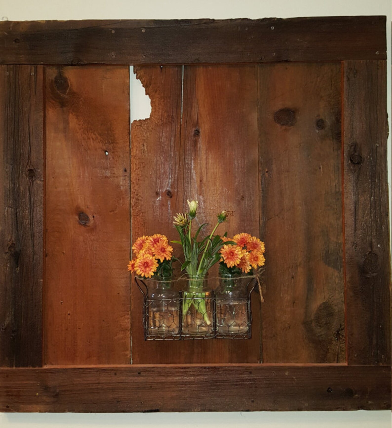 Rustic Half Barn Door With Flower Holders. Custom Order Only - Etsy