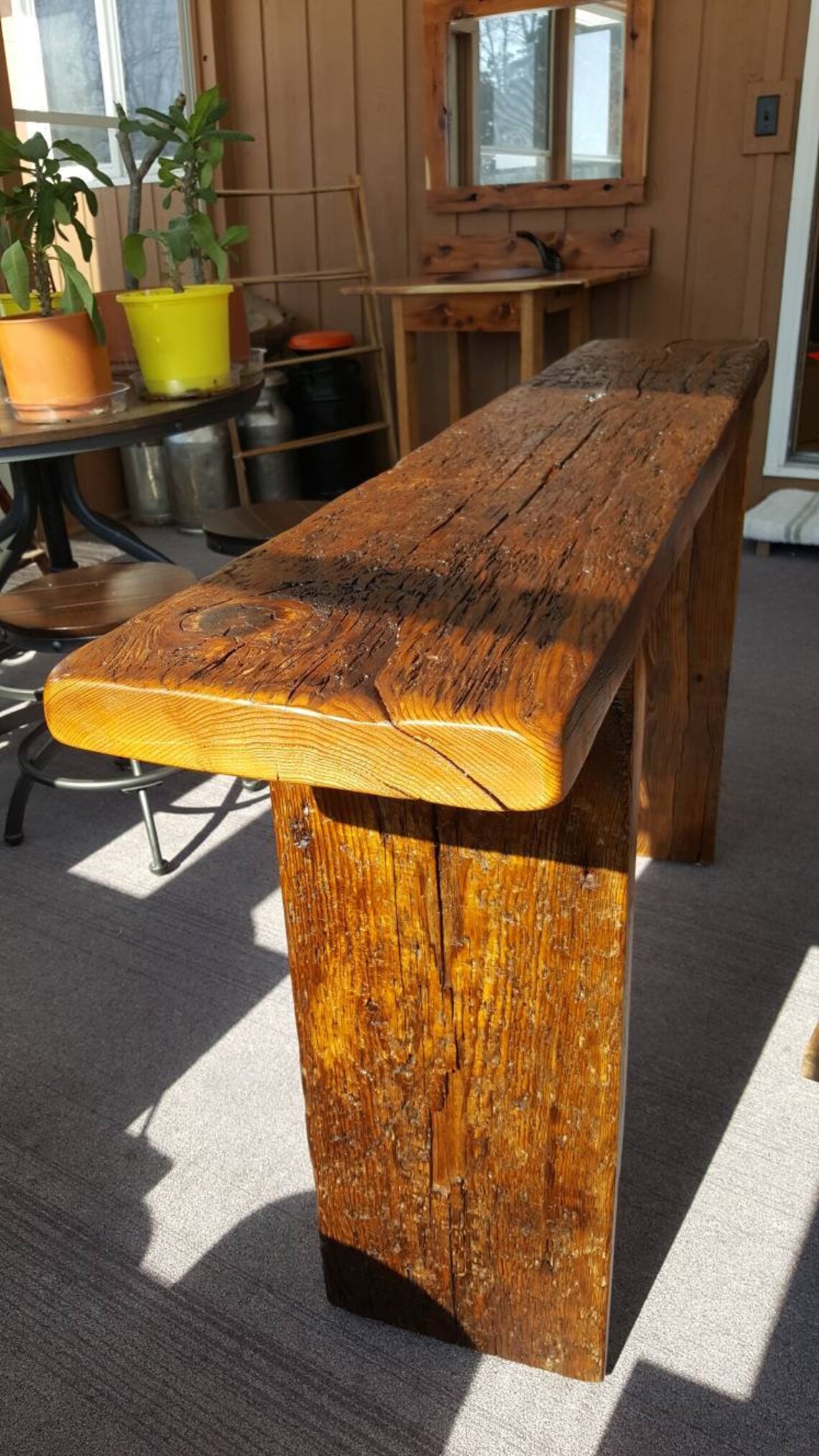Rustic Unique Textured Reclaimed Barnwood Console Table - Etsy
