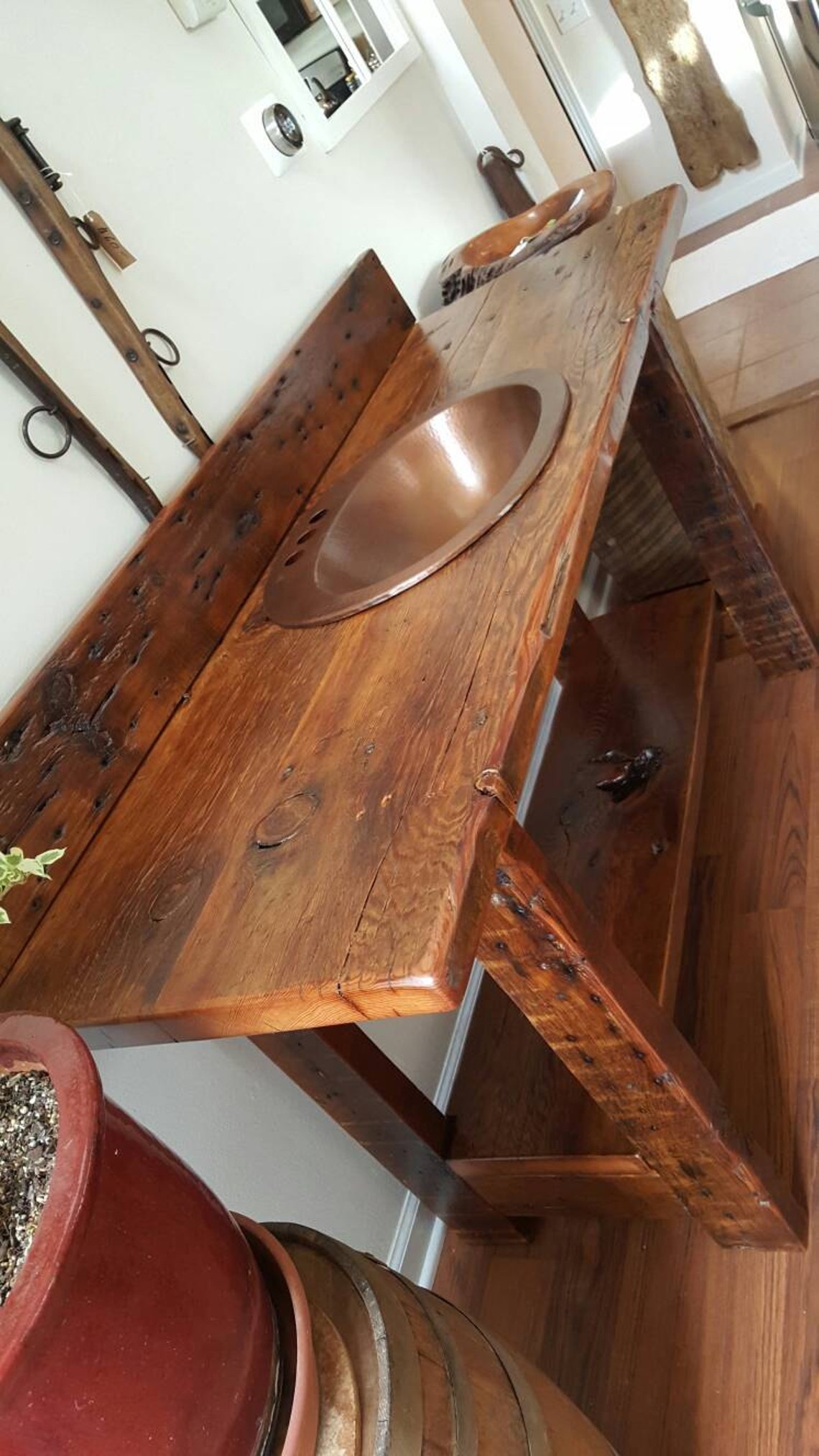 Rustic Reclaimed Barn Wood Vanity With Open Shelf Custom - Etsy