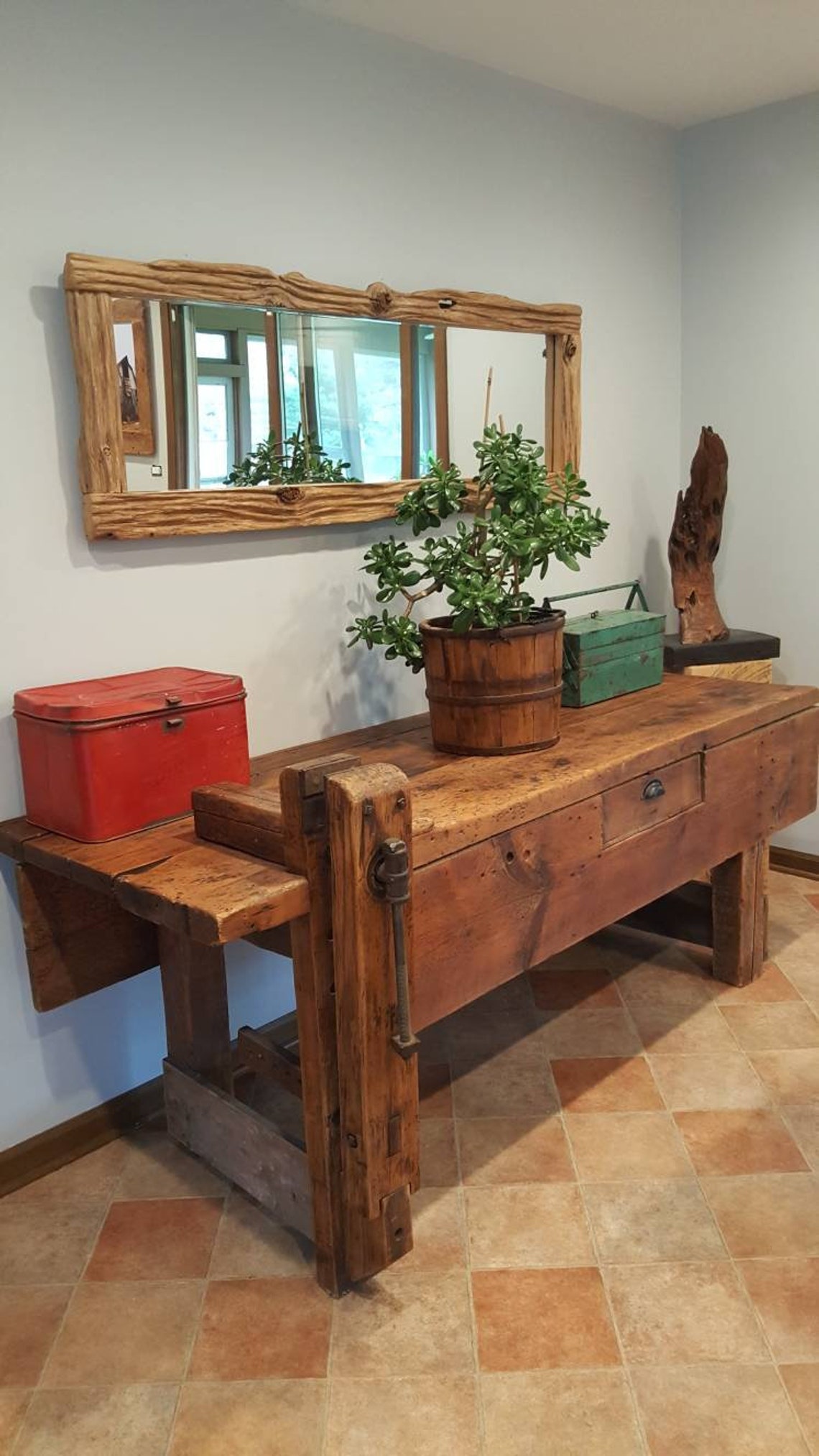 Rustic Antique Workbench/console Table/buffet Table - Etsy