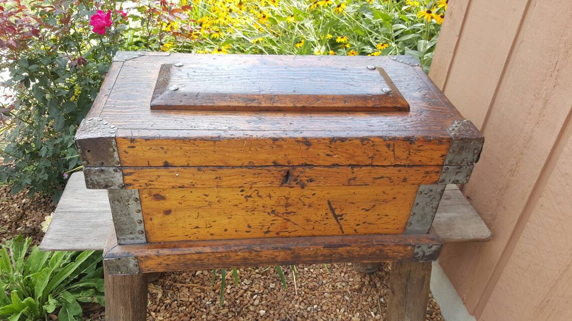 Rustic Antique Tool Box With Metal Strip and Leathers Tools Holder - Etsy
