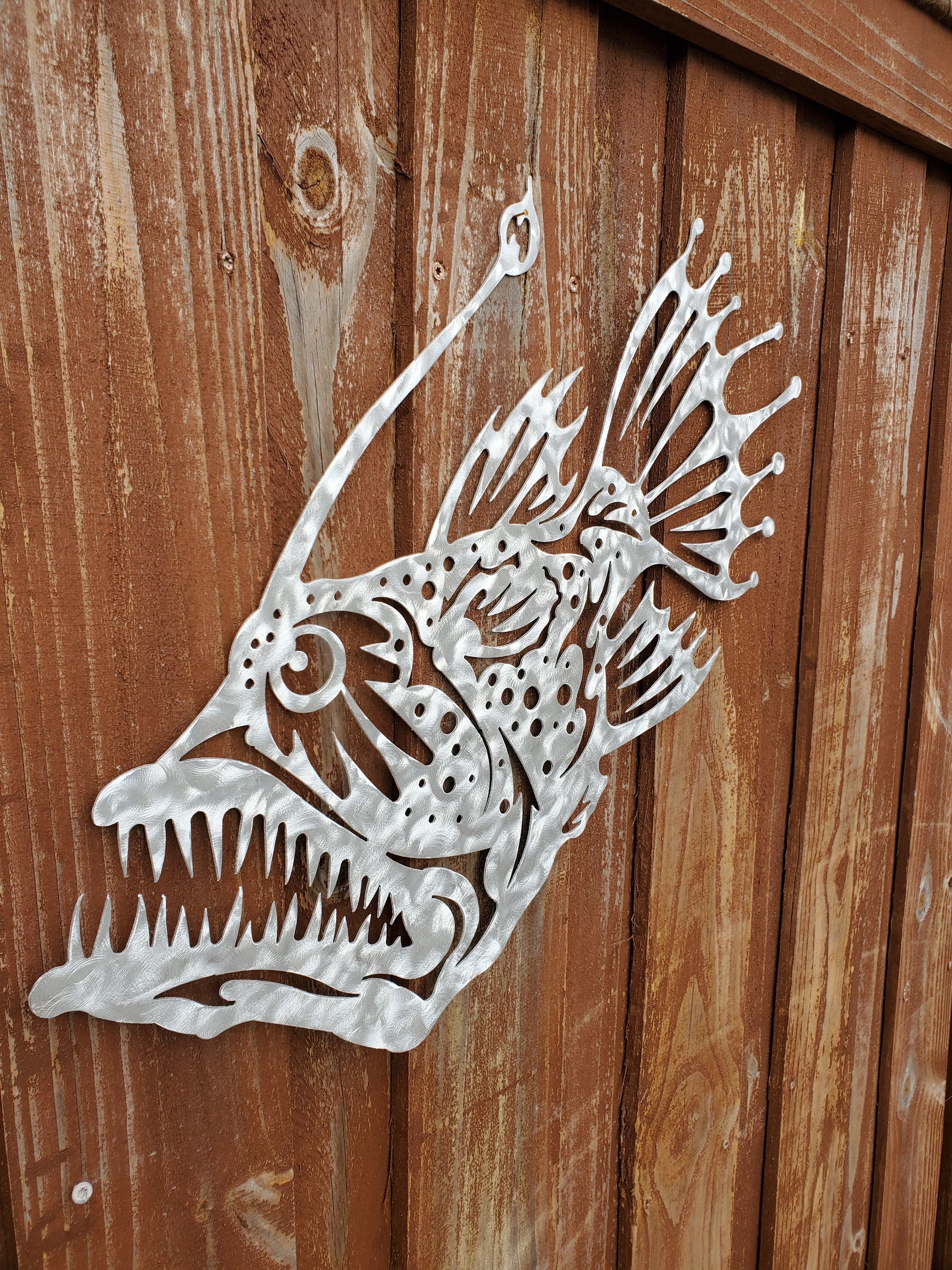 Angler Fish Ocean Fish Yard Art Marine Grade Aluminum Inside - Etsy