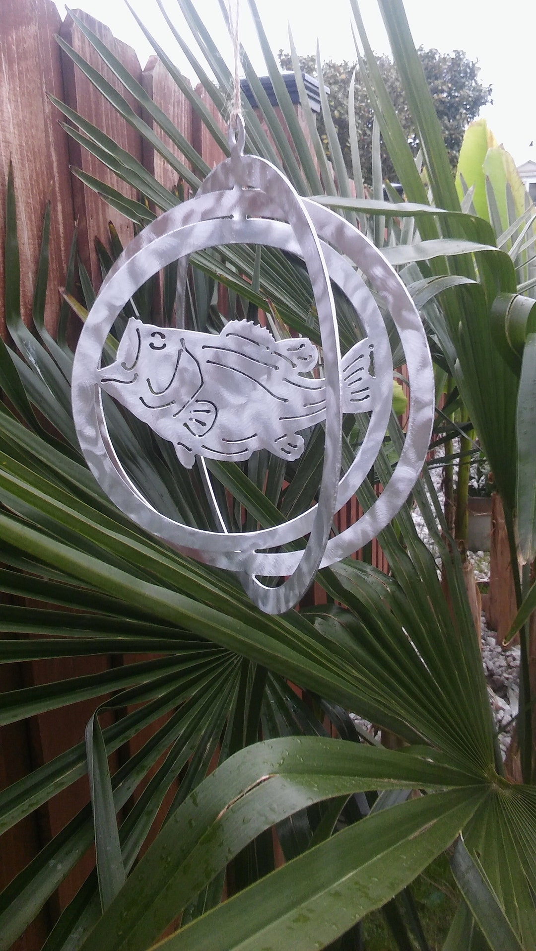 10" Aluminum Largemouth Bass Wind Spinner Yard Art, Gift Nautical Theme ...