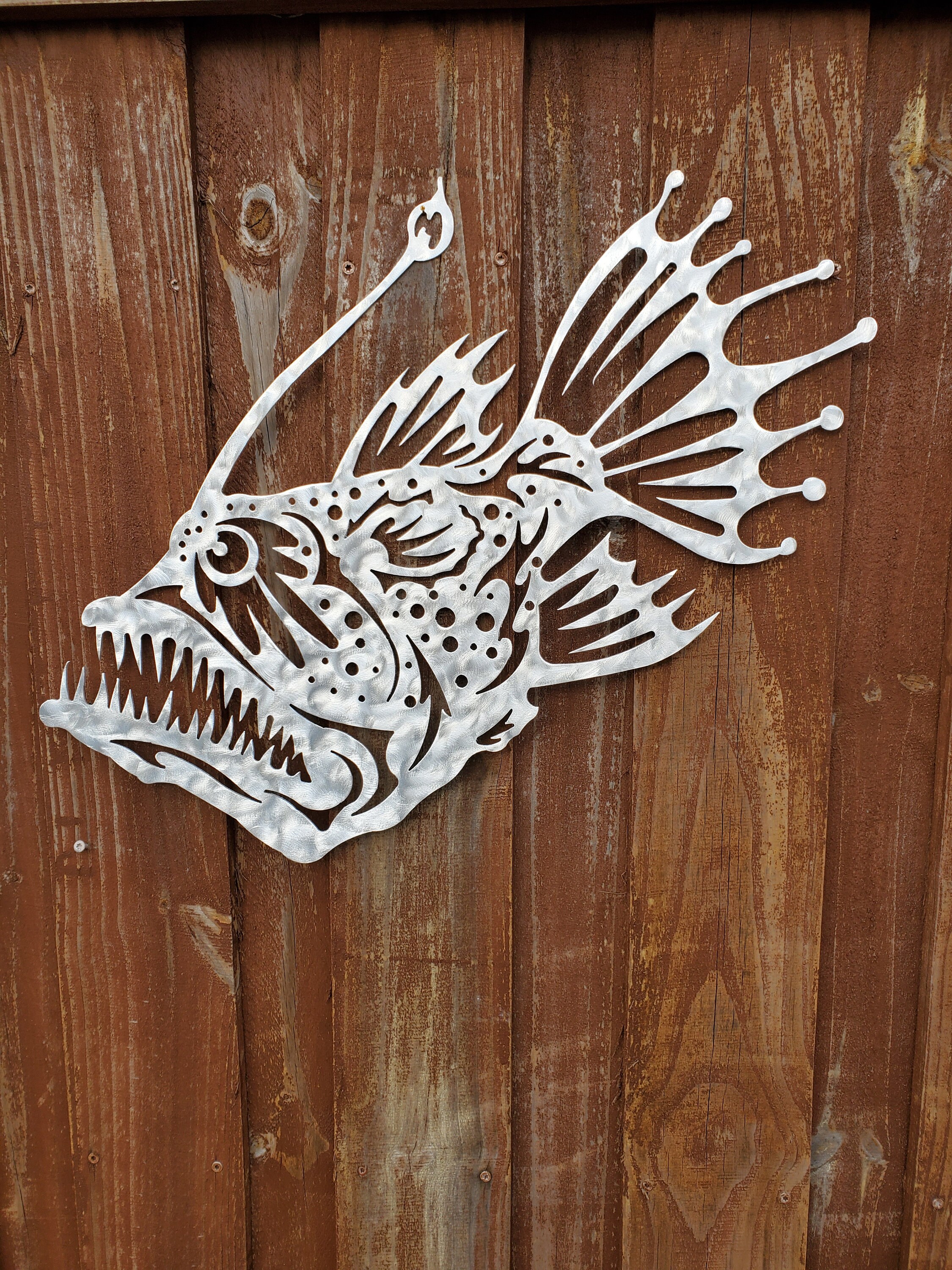 Angler Fish Ocean Fish Yard Art Marine Grade Aluminum Inside - Etsy