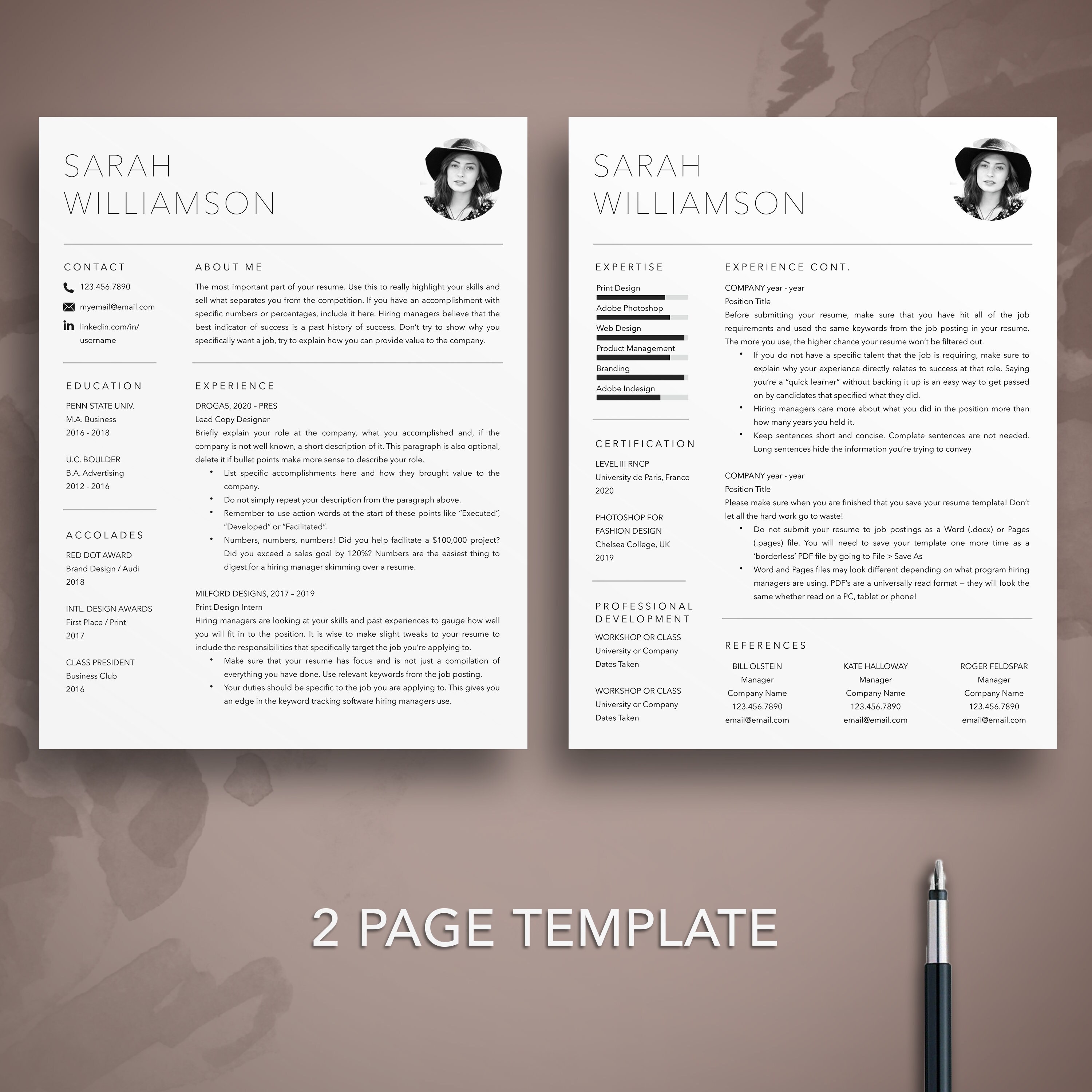 Teacher Resume Template for Word & Pages | Teacher CV Template ...