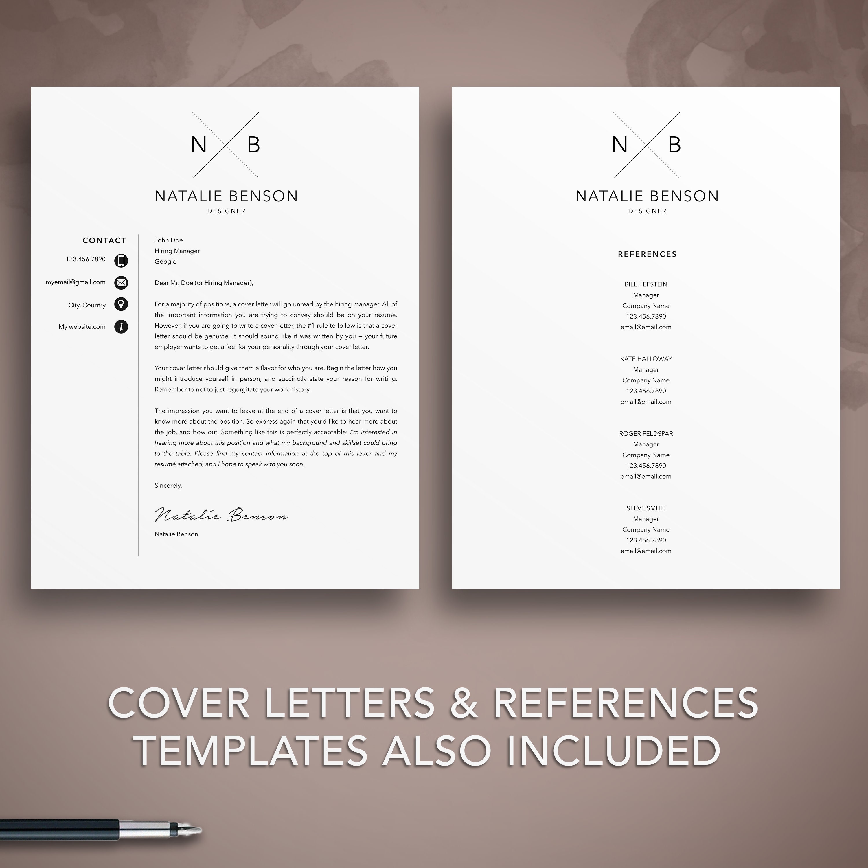Modern Resume Template: Professional Cover Letter Design (word) - Etsy