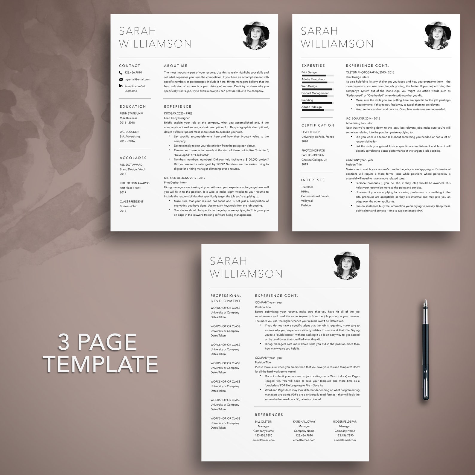 Teacher Resume Template for Word & Pages | Teacher CV Template ...