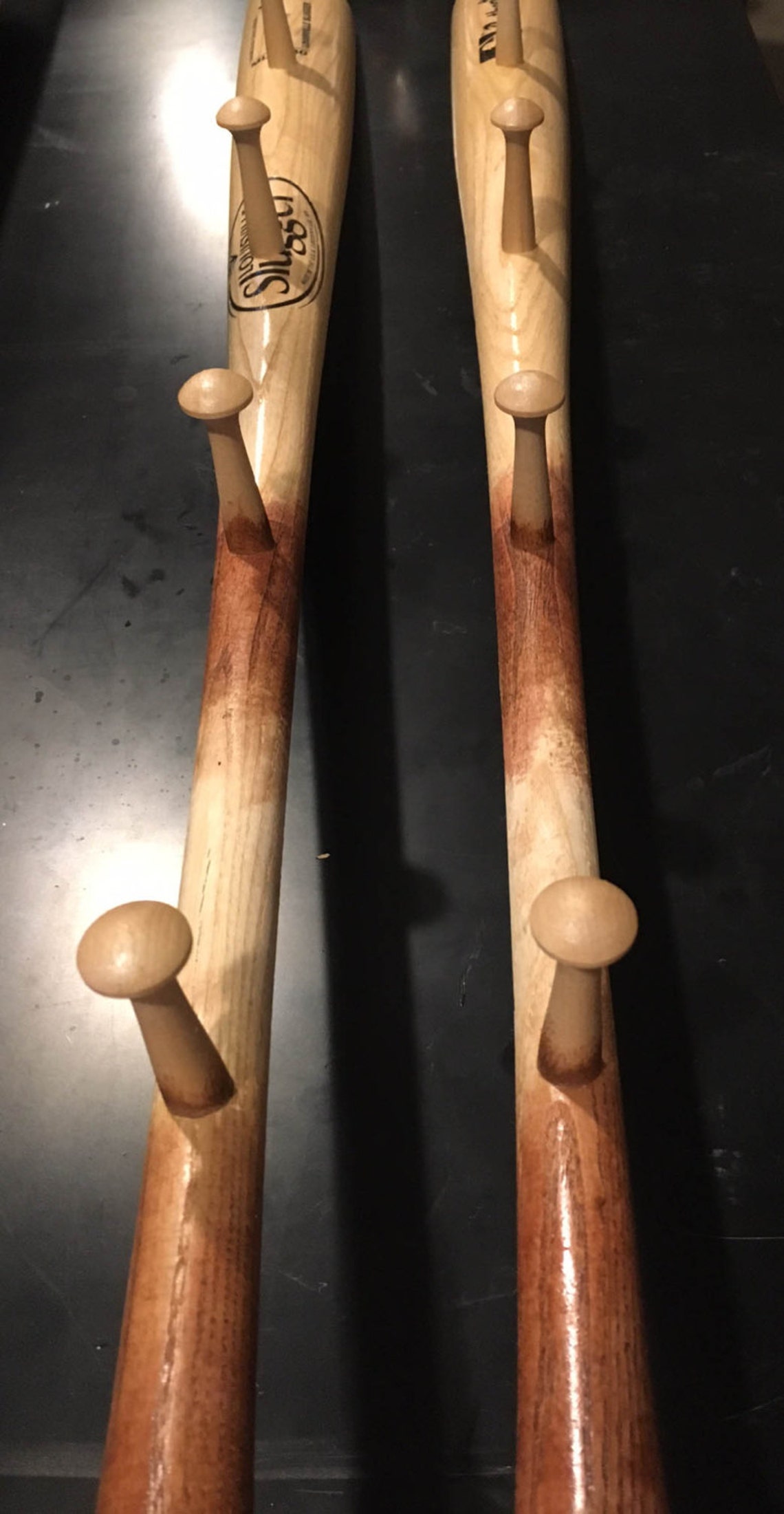 Baseball Bat Peg Hat Racks - Louisville Slugger With "the Pine Tar Look ...