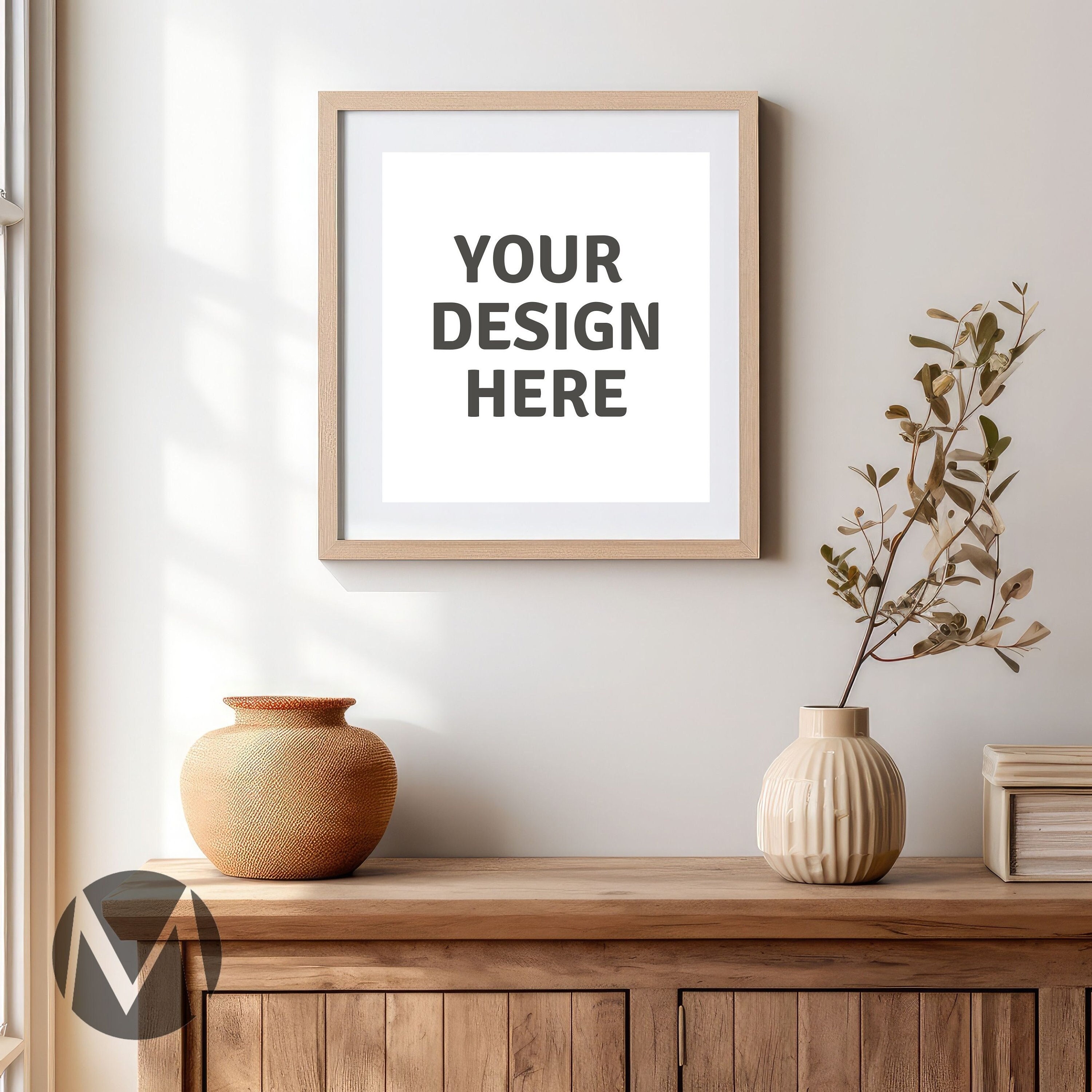 Square Frame Mockup Wall Art Mockup Livingroom Frame Mockup Boho Mockup ...