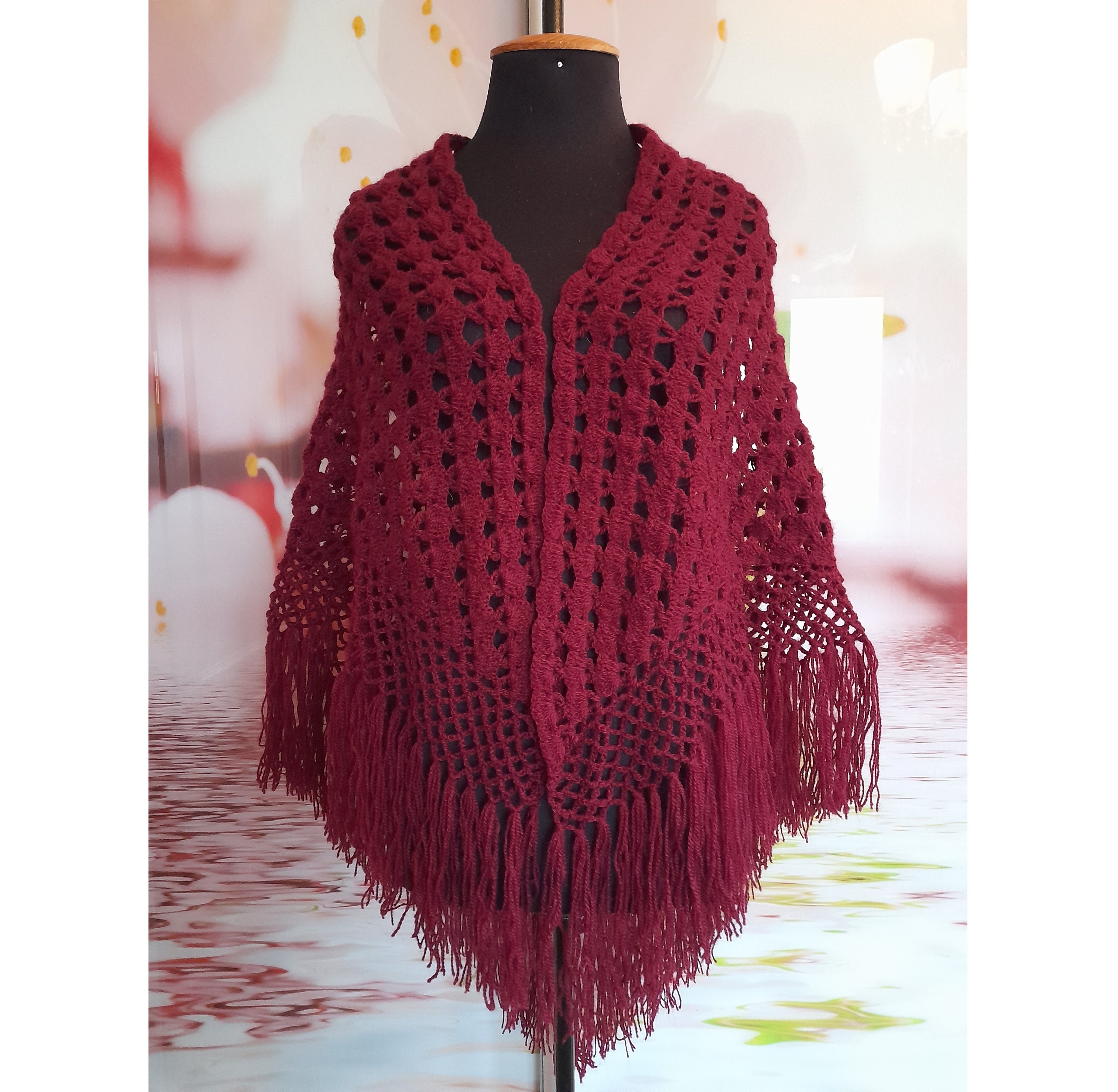 Lace Shawl Crochet, Fishnet Angora Shoulder Wrap Wool, Triangle Scarf ...