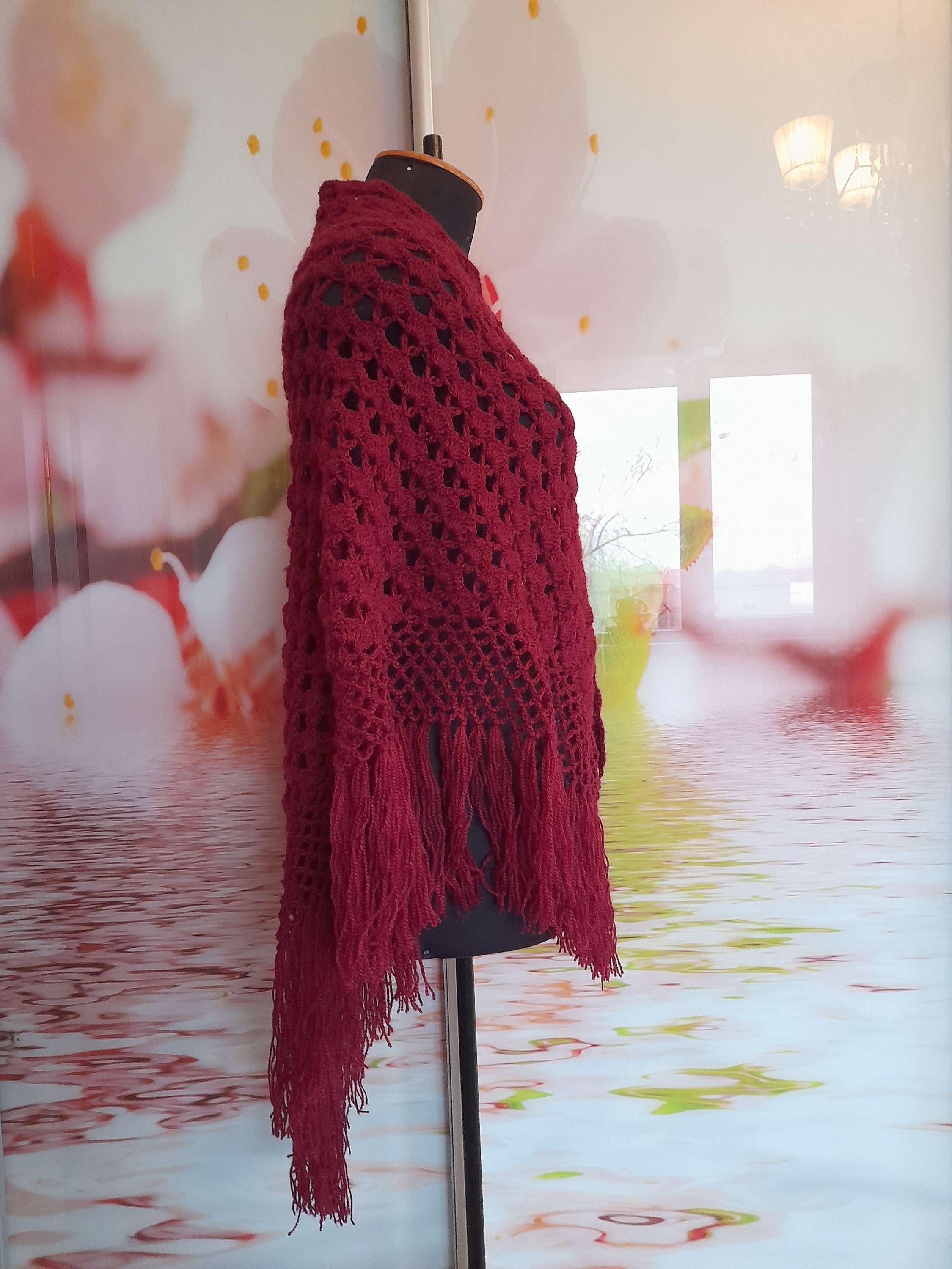 Lace Shawl Crochet, Fishnet Angora Shoulder Wrap Wool, Triangle Scarf ...