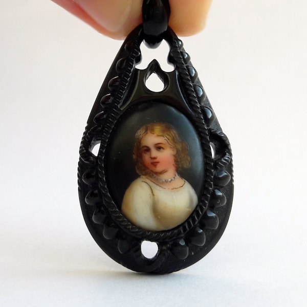 Carved Jet Pendant - Etsy