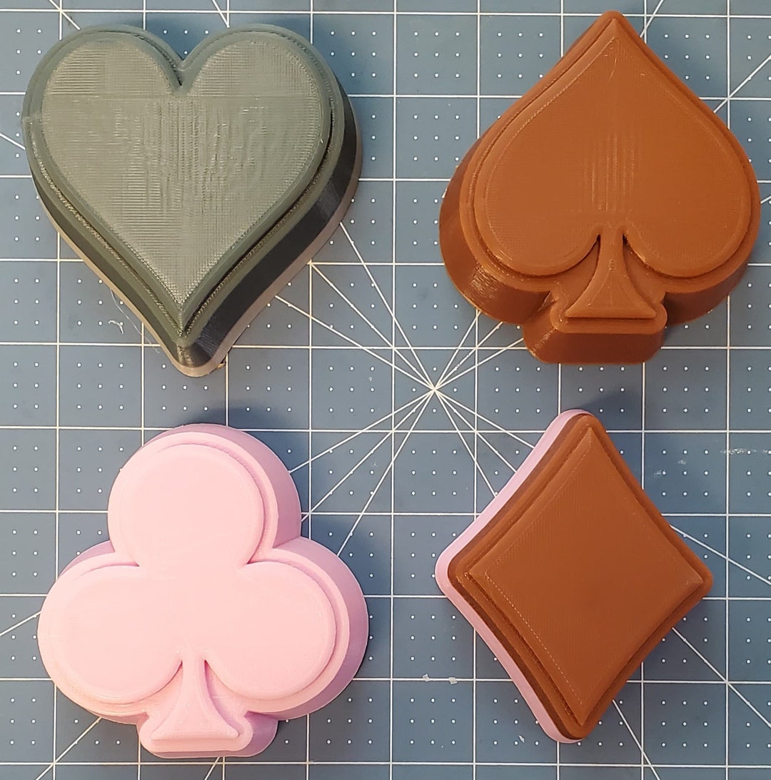 Playing Card Suits Plastic Mold or Silicone Mold, Bath Bomb Mold, Soap ...