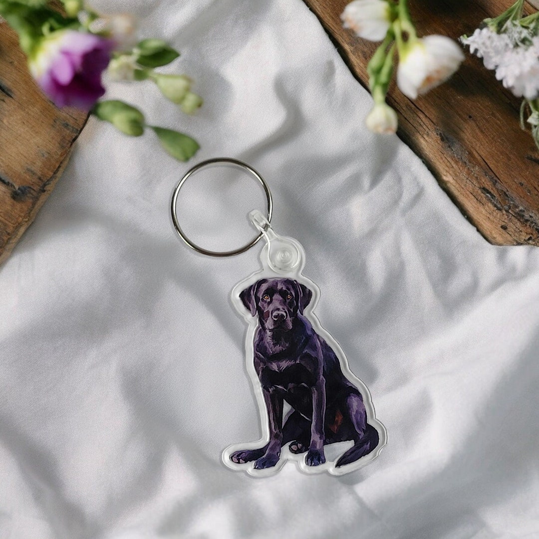 Black Labrador Acrylic Keychain, Adorable 2" Double-sided Acrylic Black ...