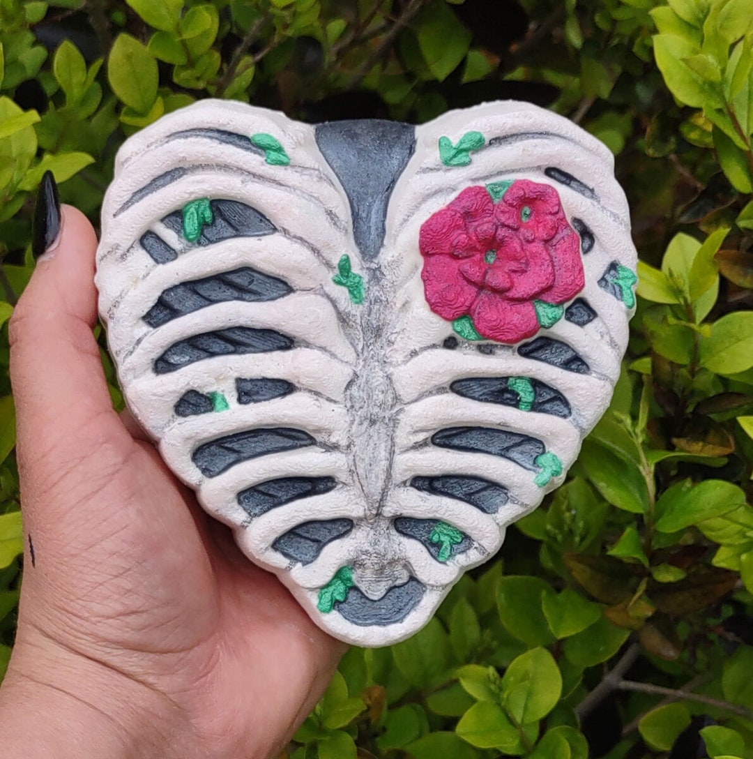 Ribcage Heart With Flower Plastic Mold or Silicone Mold, Bath Bomb Mold ...