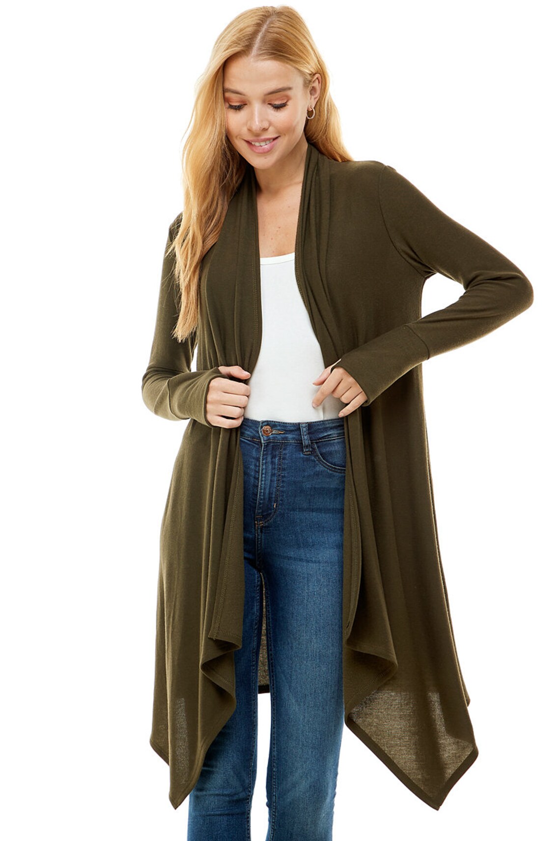 Women's Long Waterfall Cardigan / Lightweight / Butter - Etsy