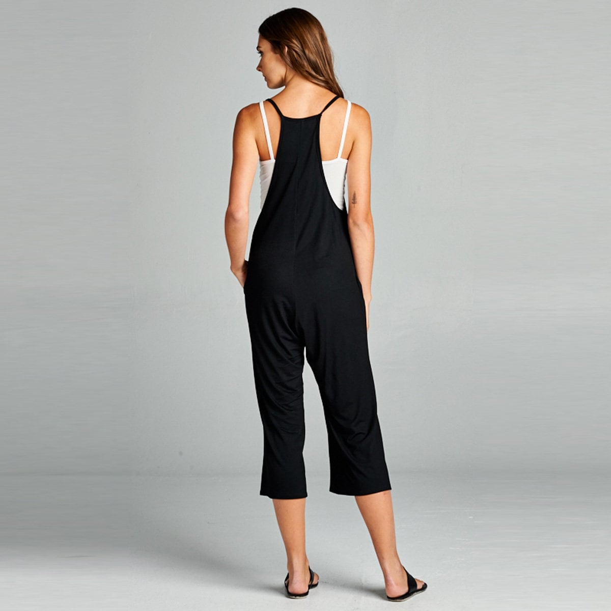 Women's Solid Spaghetti Strap V Neck Loose Fit Capri - Etsy