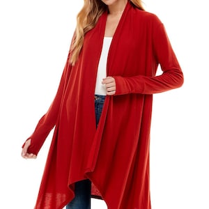 Women's Long Waterfall Cardigan / Lightweight / Butter Soft Hacci ...