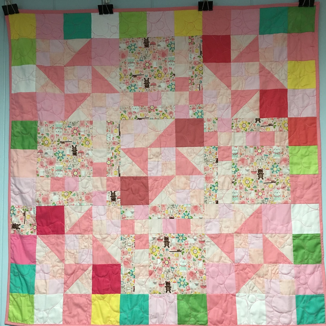 Handmade Cuddly Baby Quilt With Minky Backing | Soft Cuddly Blanket ...