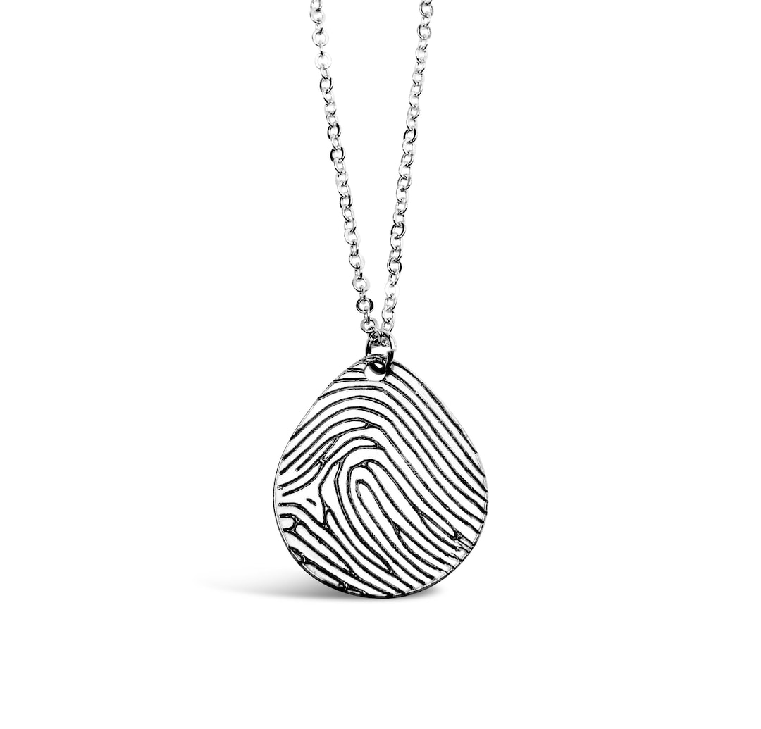 Custom Sterling Silver Teardrop Fingerprint Necklace - Etsy
