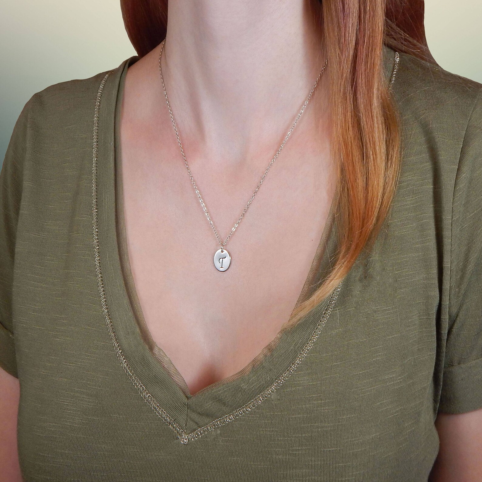 Initial Circle Charm Necklace Silver Gold Rose Gold - Etsy