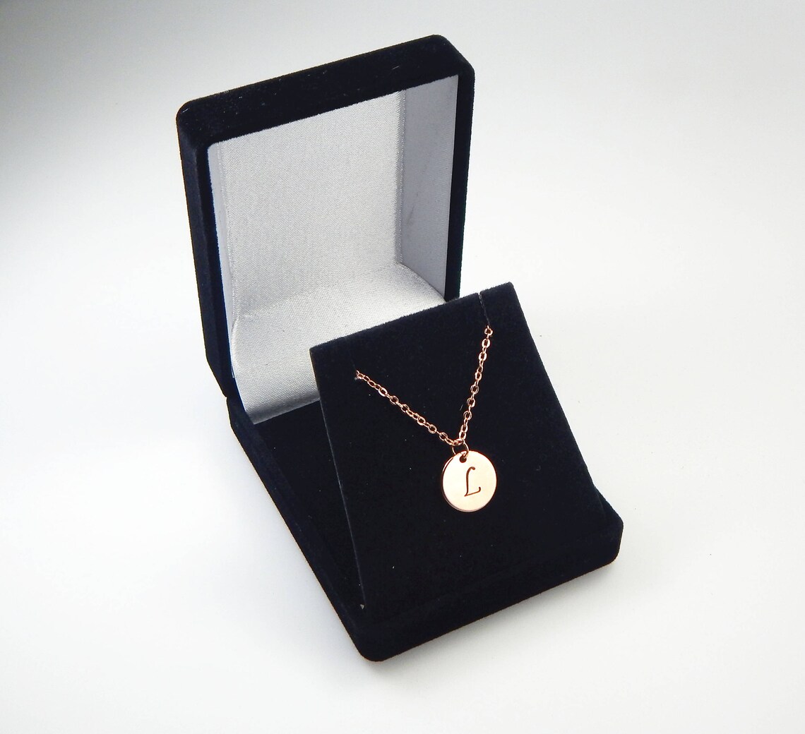 Initial Circle Charm Necklace Silver Gold Rose Gold - Etsy