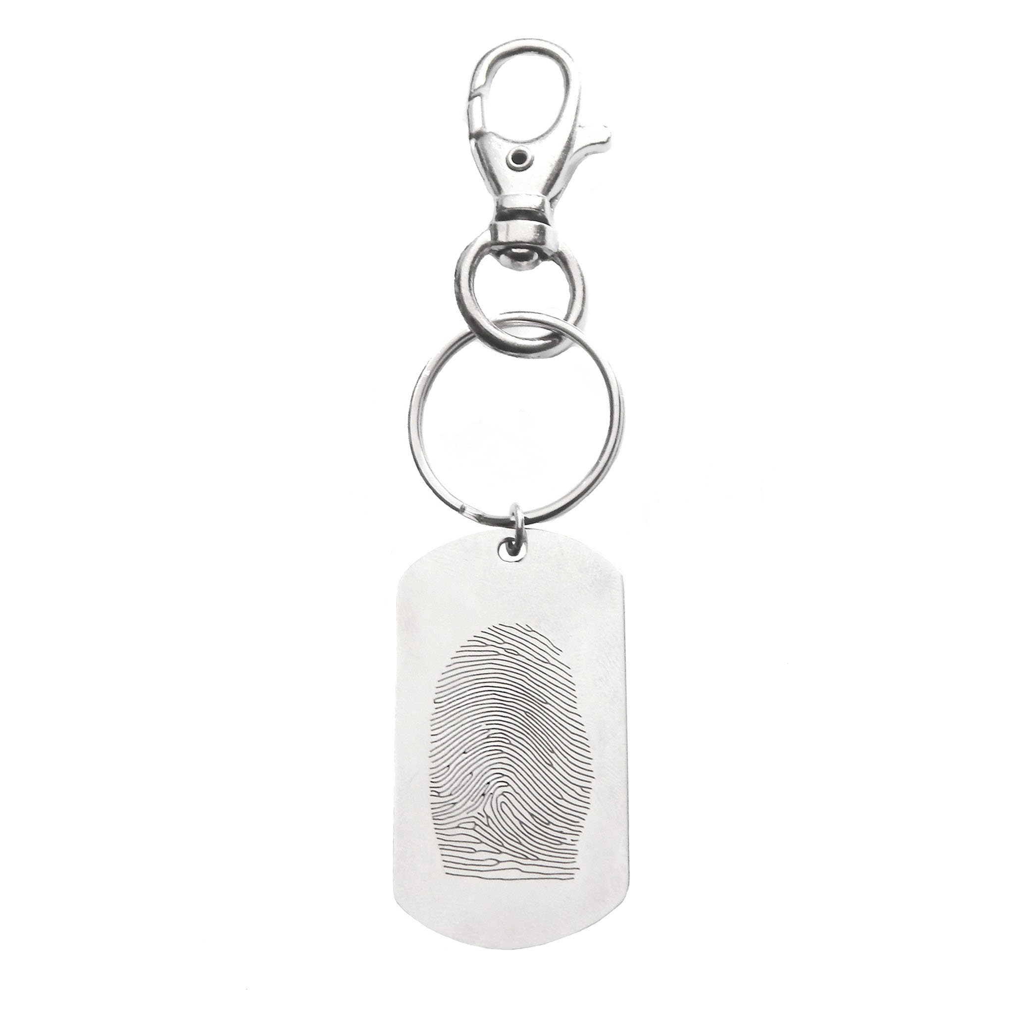 Custom Stainless Steel Dog Tag Fingerprint Keychain or Necklace - Etsy