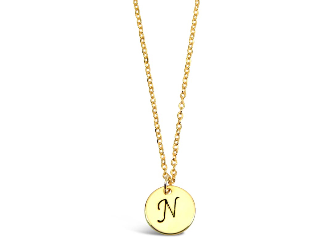 Initial Circle Charm Necklace - Silver - Gold - Rose Gold - Keepsake ...