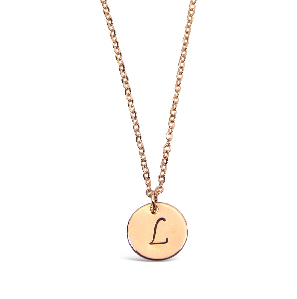 Initial Circle Charm Necklace Silver Gold Rose Gold - Etsy