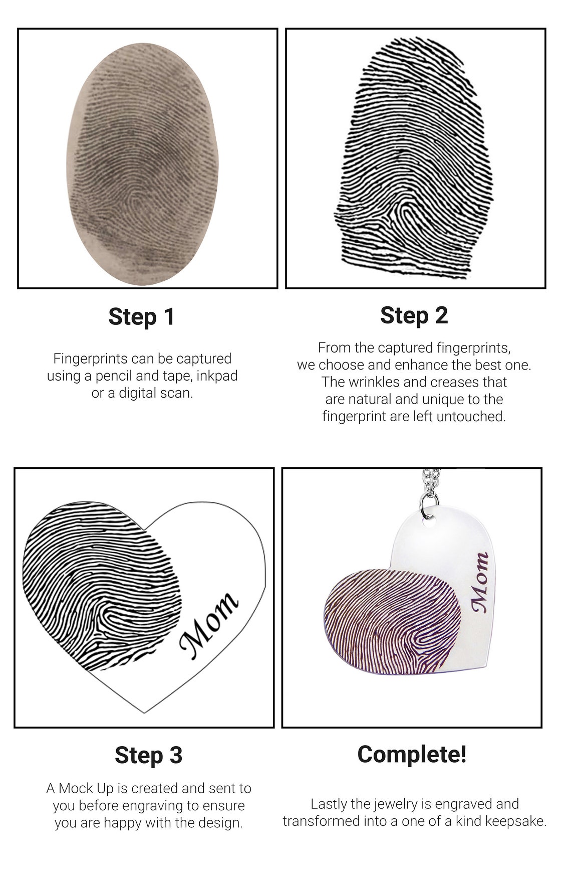 Actual Fingerprint Small Silver Round Necklace | Etsy