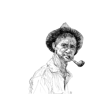 Depression Man Pen and Ink Drawing Giclee Art Print - Illustration ...