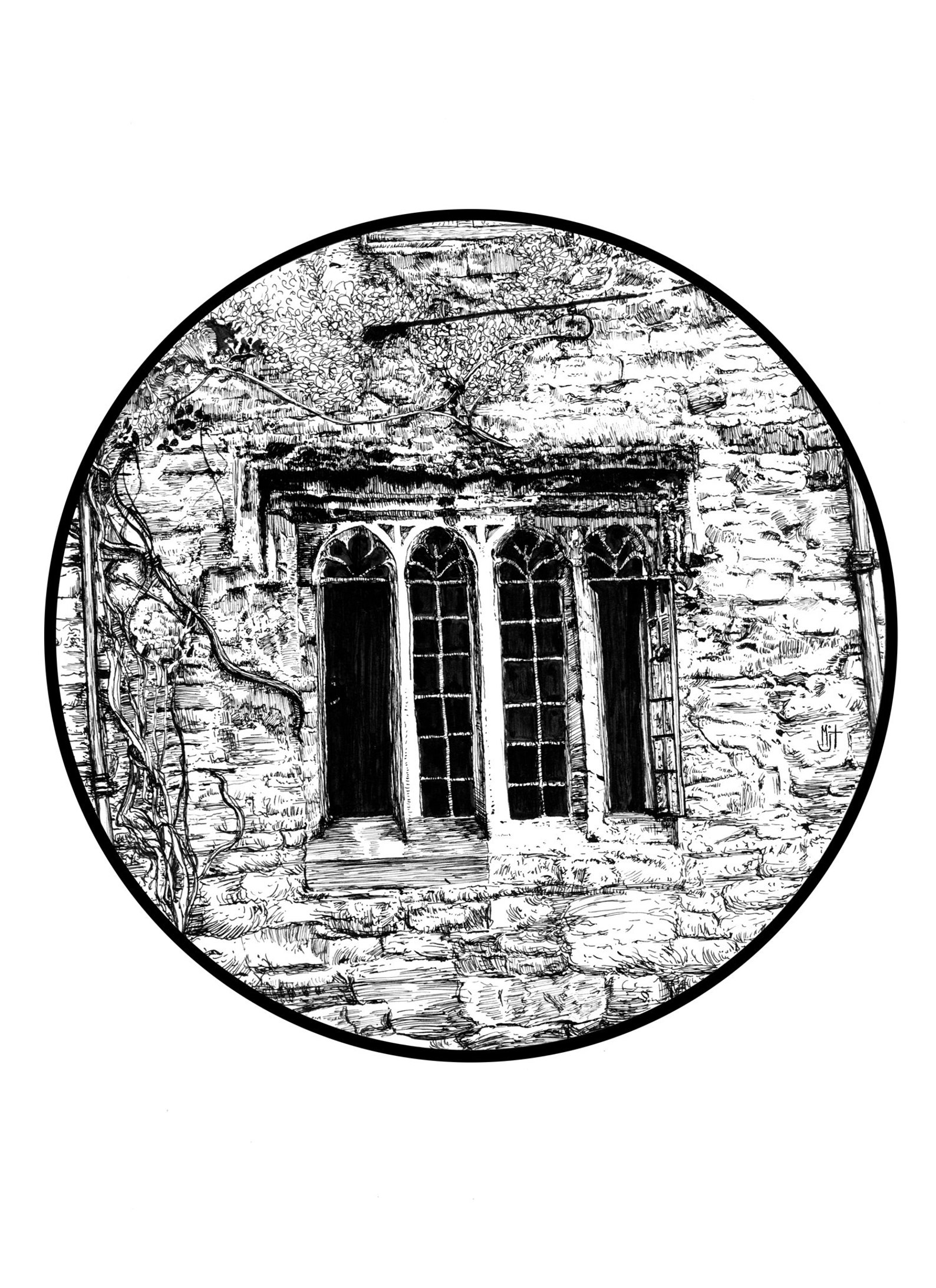 Gothic Windows Pen and Ink Drawing Illustration Gift for | Etsy