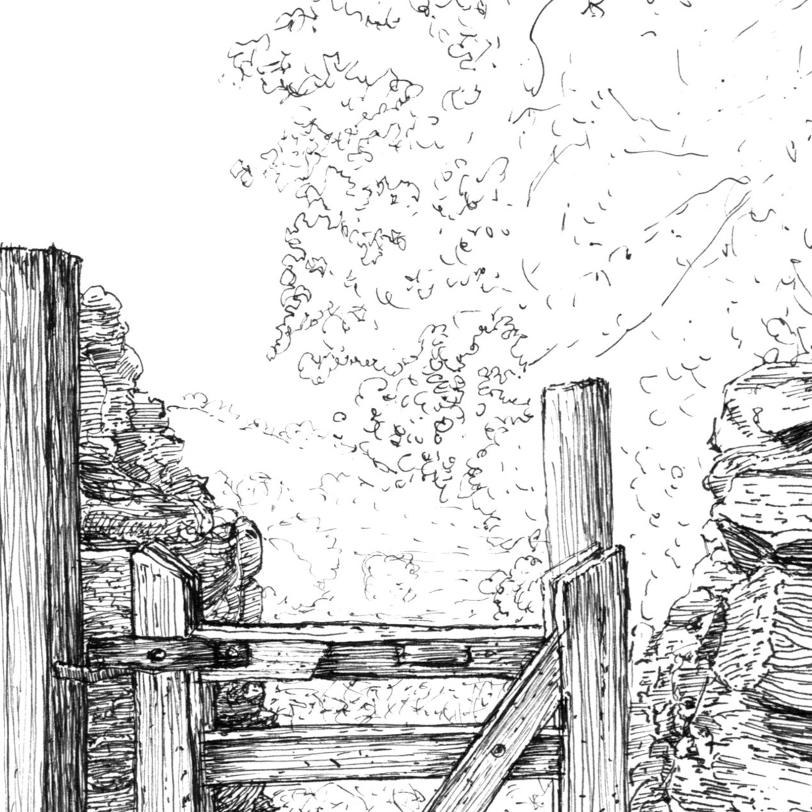 Country Gate Giclee Art Print Illustration Gift for Him - Etsy