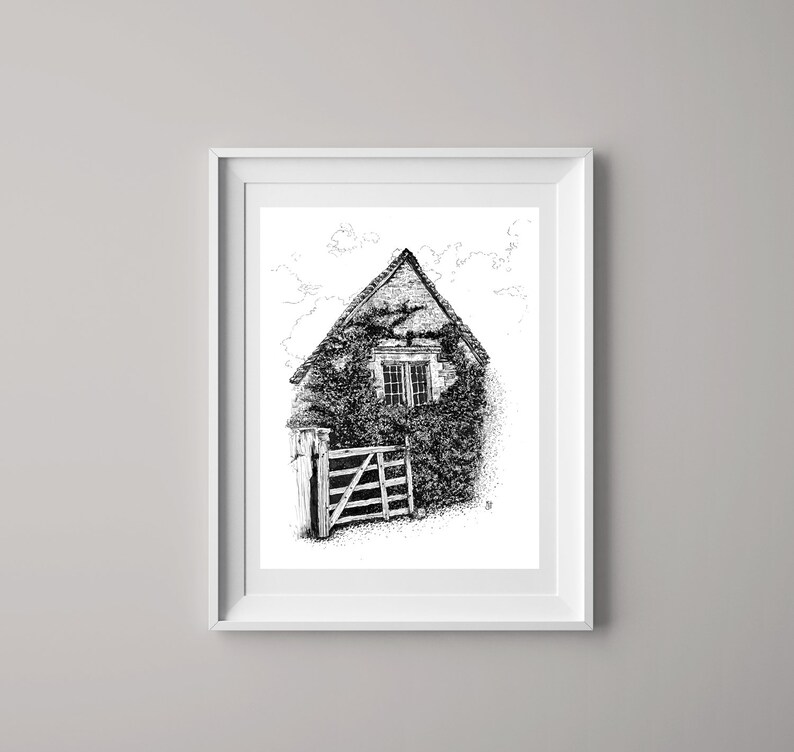 Cotswold Cottage Pen and Ink Giclee Art Print Illustration - Etsy