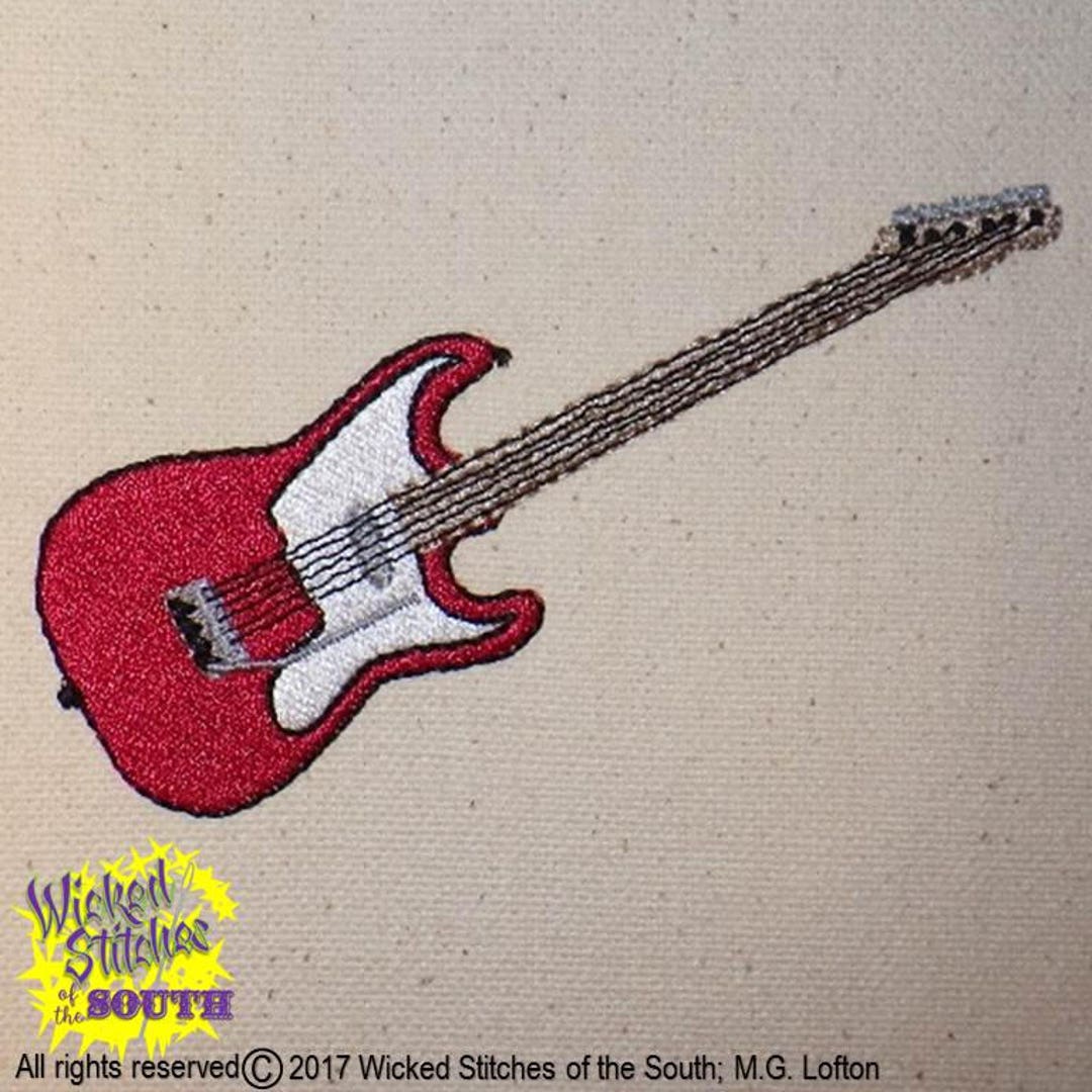 Electric Guitar Machine Embroidery Design, Set of 2 Sizes - Etsy