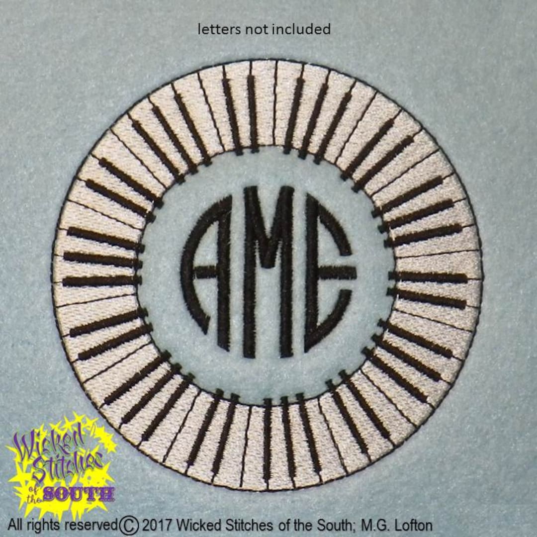 Piano Circle Monogram Frame Embroidery Design File - Etsy