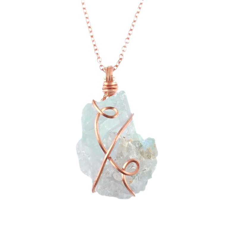 Raw Sky-blue Celestite Pendant, Copper Wire Wrapped • Spiritual Healing ...