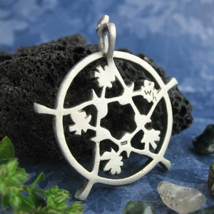 Five Flowers Hidden Pentacle Pentagram Pendant Necklace Antiqued Floral ...