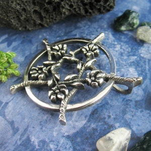 Five Flowers Hidden Pentacle Pentagram Pendant Necklace Antiqued Floral ...