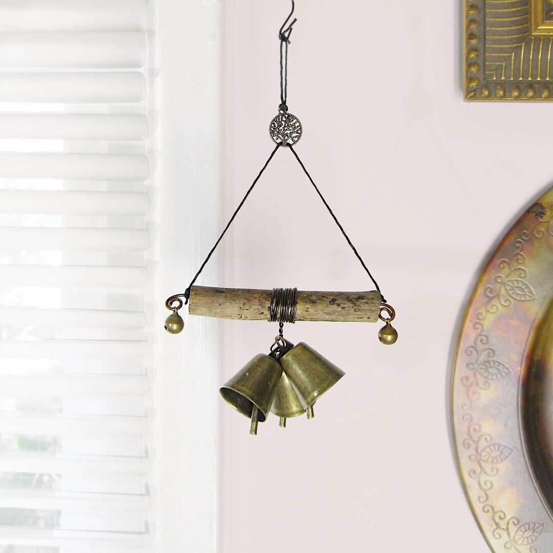 3-bell Hanging Witch's Bell on Natural Branch With Tree of Life Charm ...