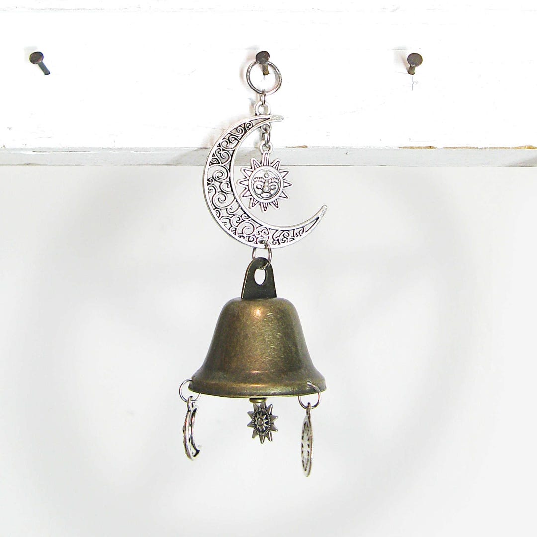 Filigree Sun & Moon Witch's Bell With Celestial Charms Handmade Cosmos ...