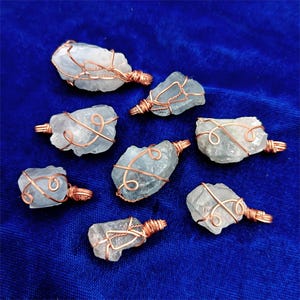 Raw Sky-blue Celestite Pendant, Copper Wire Wrapped • Spiritual Healing ...