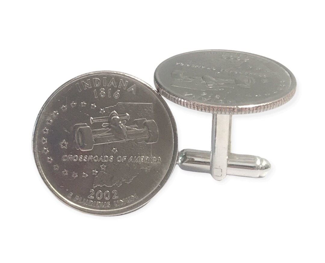 Indiana Cuffs, Indy 500, Indianapolis 500 Cuff Links, Indiana Quarter ...