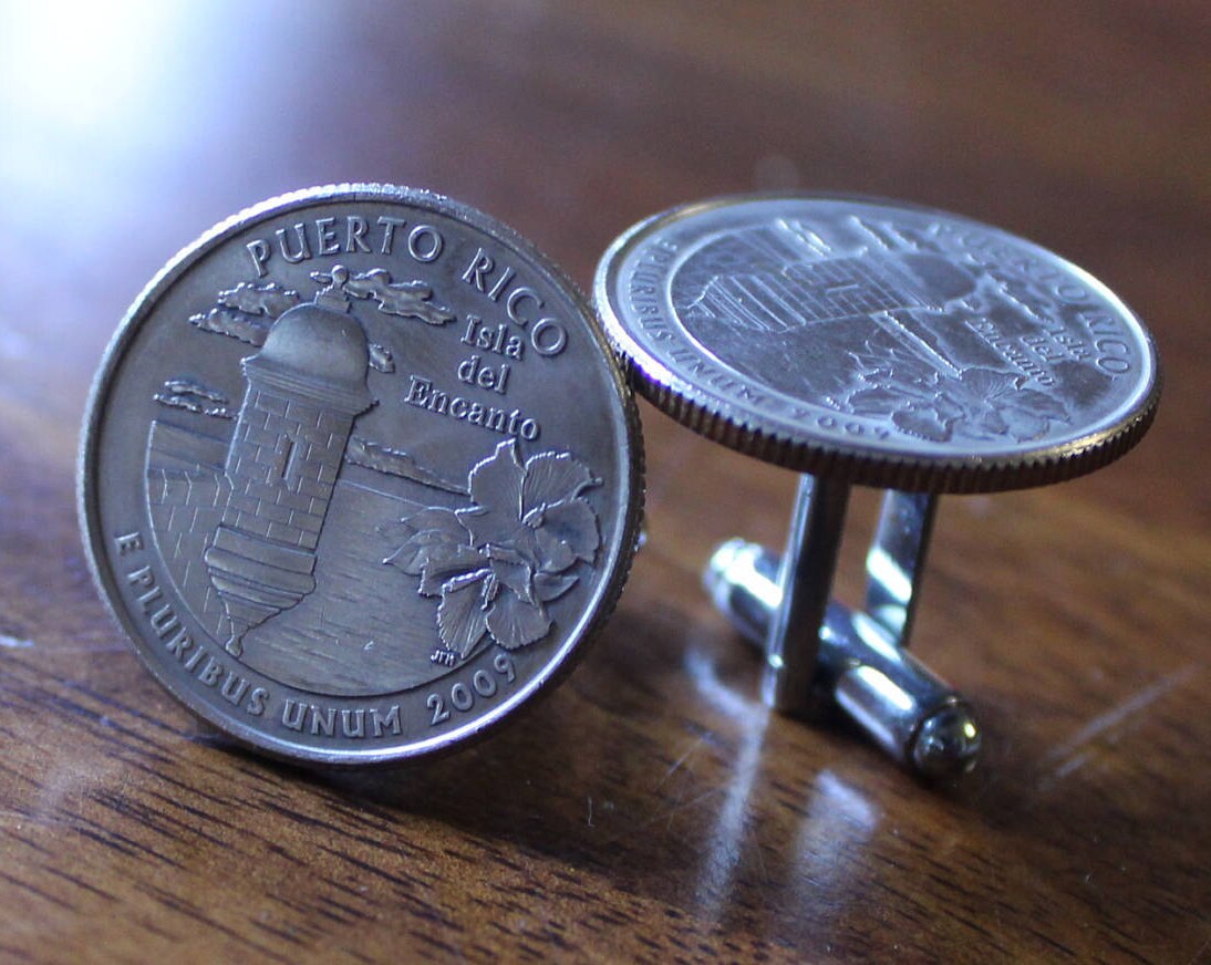 Puerto Rico Quarter Cuff Links, Coin Cufflinks, Hibiscus Flower Cuffs ...