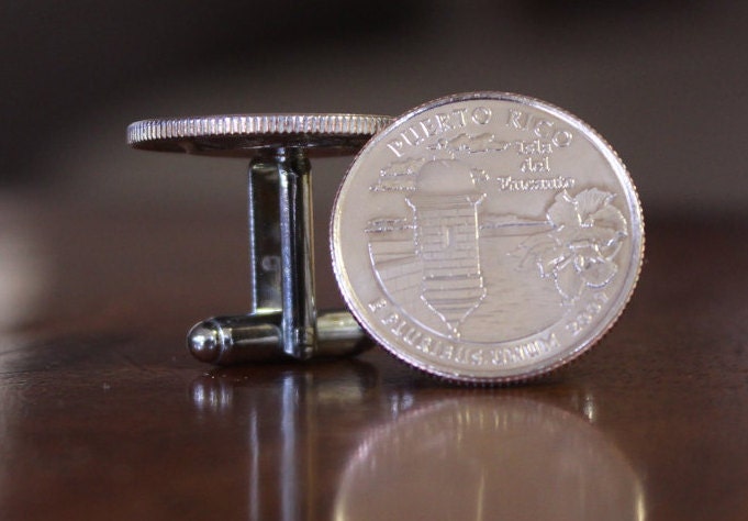 Puerto Rico Quarter Cuff Links, Coin Cufflinks, Hibiscus Flower Cuffs ...