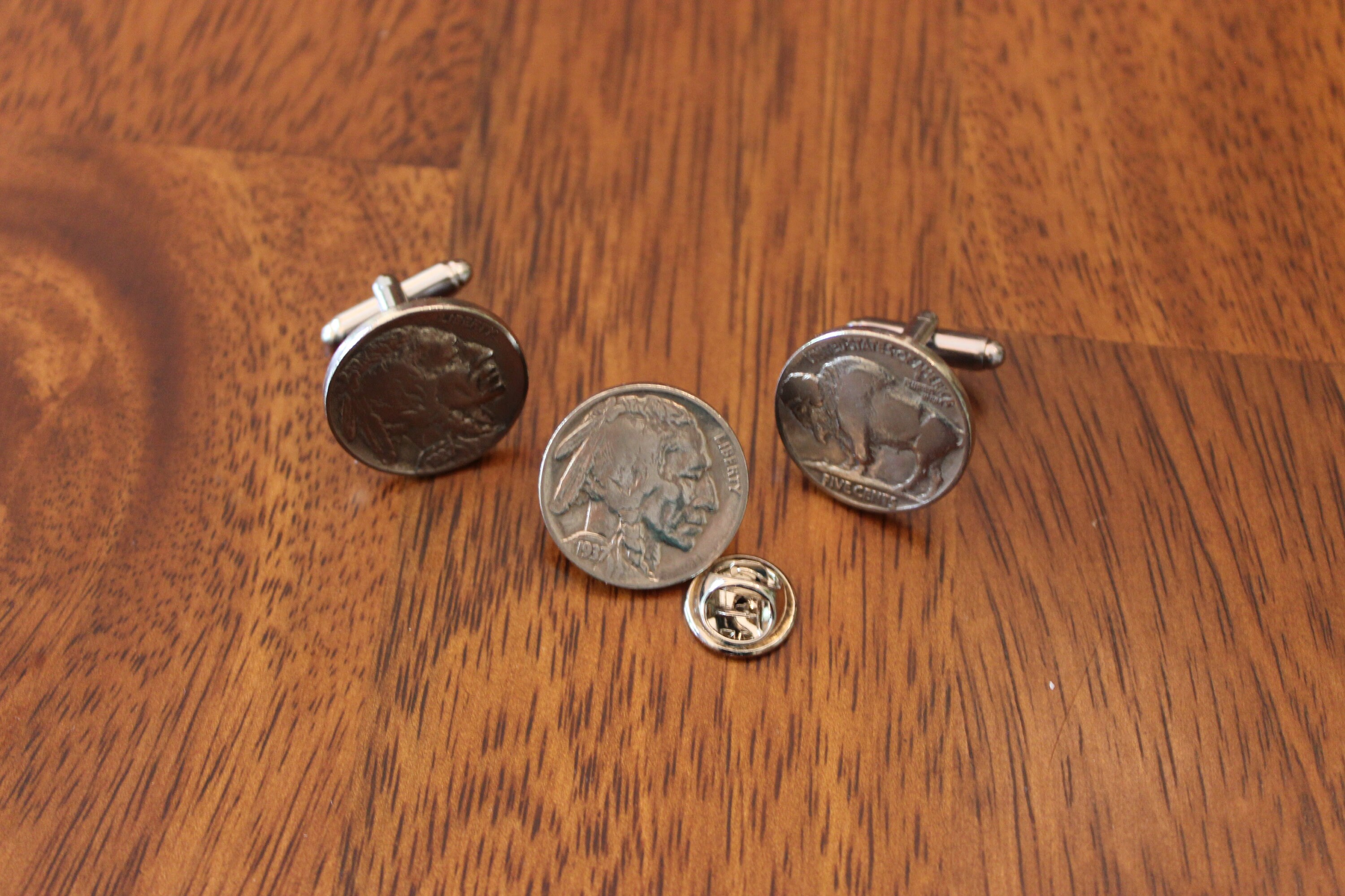 Buffalo Nickel Cuff Links and Tie Tack Set Lapel Pin and - Etsy