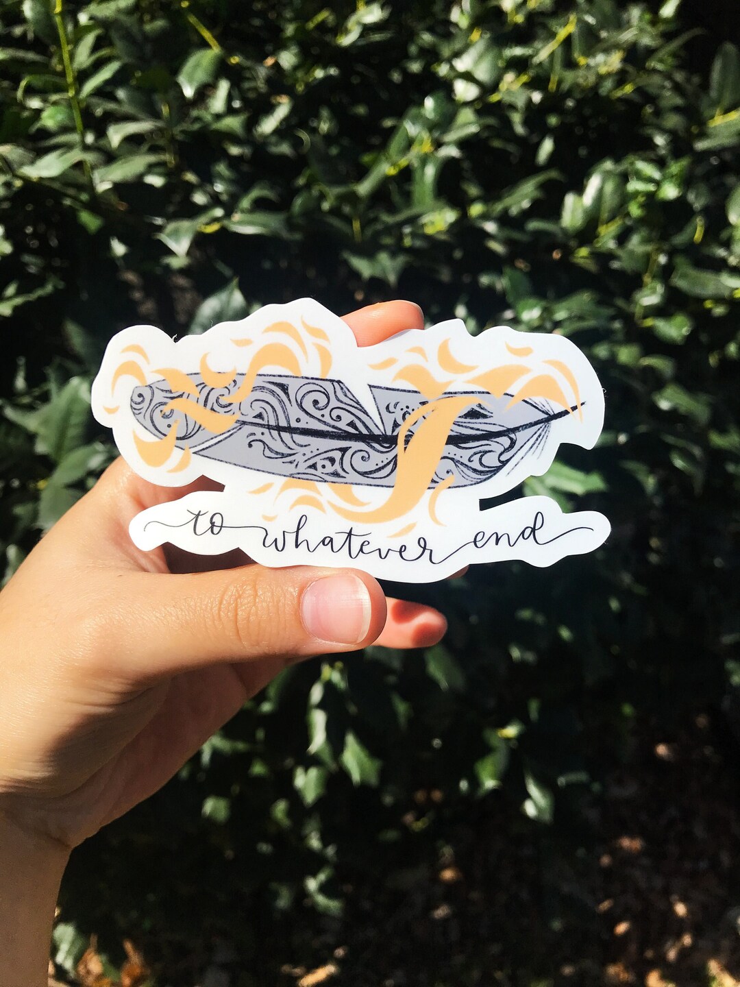 To Whatever End Feather Vinyl Sticker - Throne of Glass Inspired ...